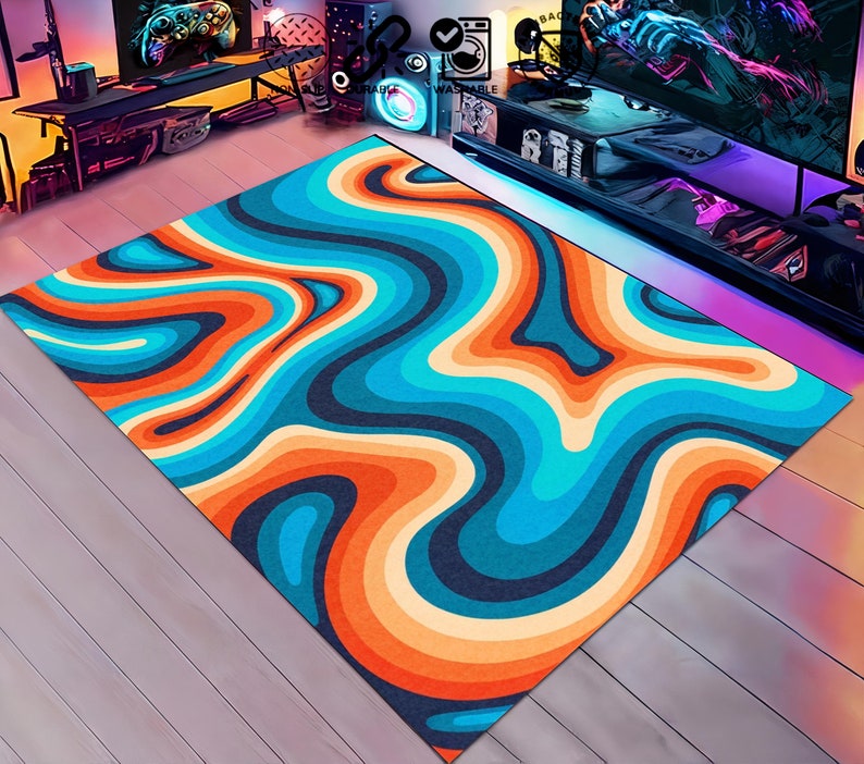 Groovy Rug, Groovy Area Rug, Psychedelic Groovy 70s Carpet, Wavy Trippy ...