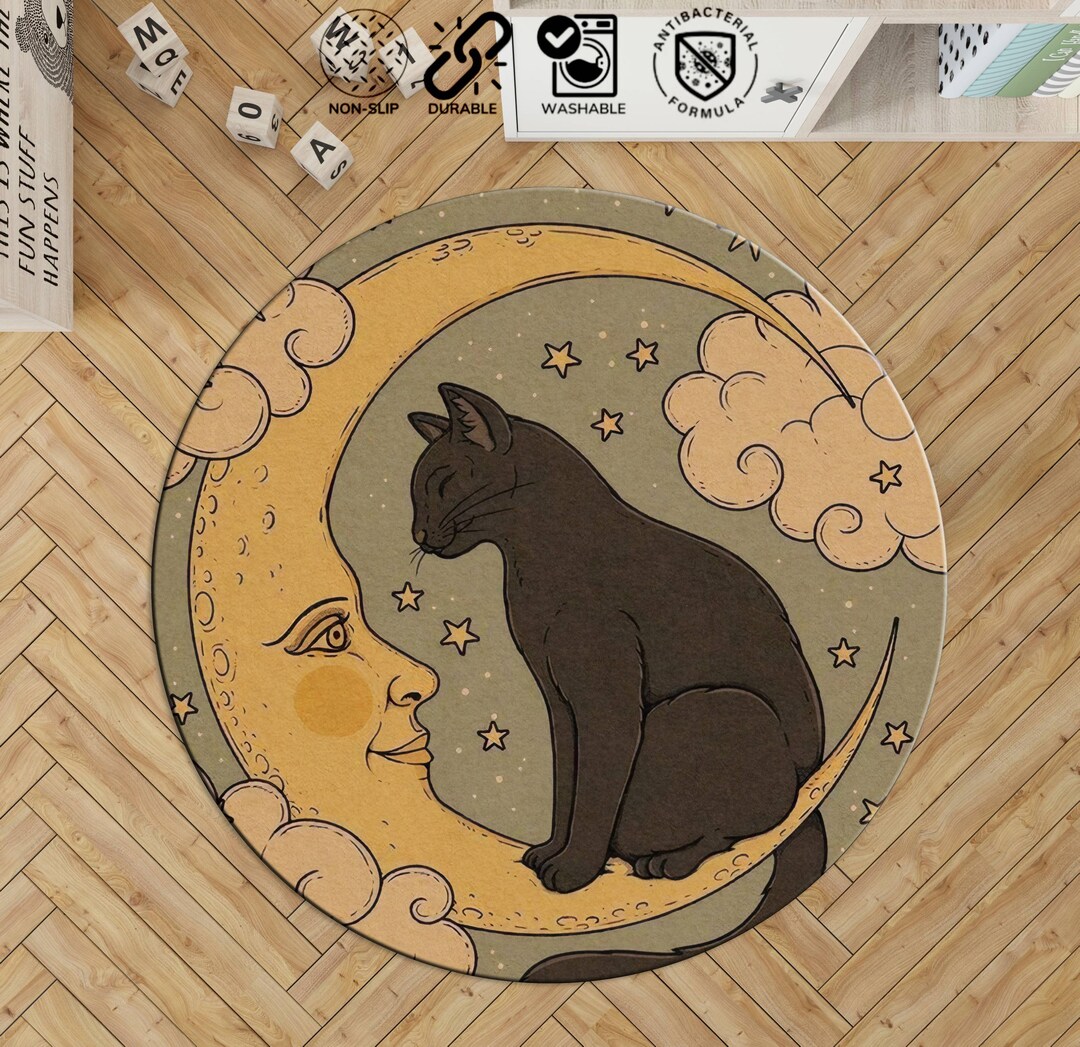Cat Rugs, Circle Rugs, Cat Themed Rug, Round Rug, Animal Rug, Cat Area ...