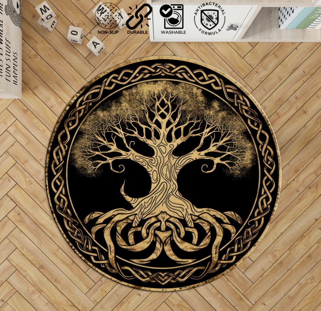 Tree of Life Rug, Tree of Life Decoration, Tree of Life Round Rug ...
