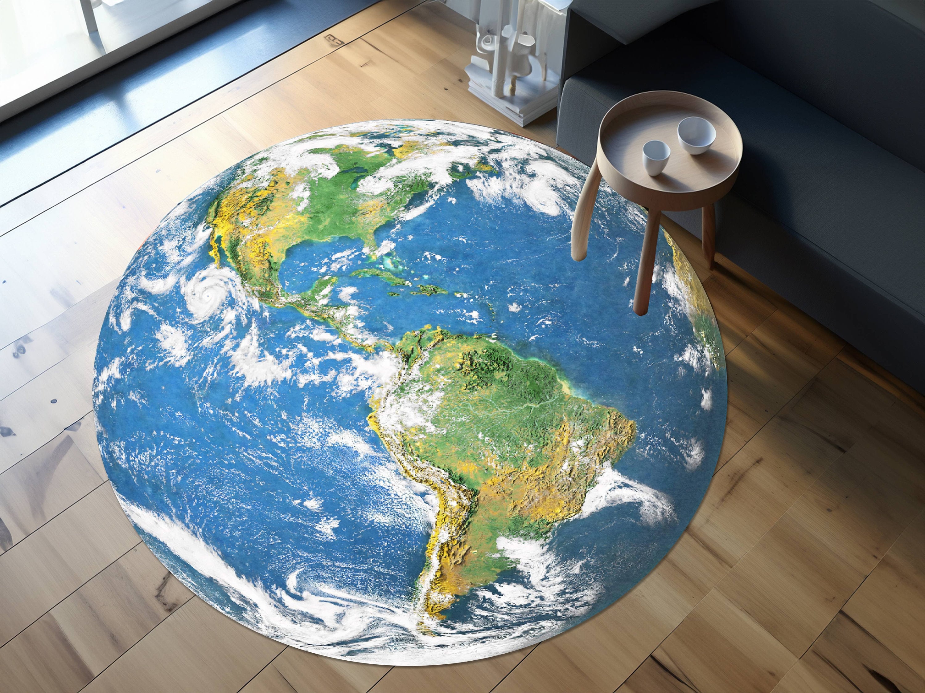 World Map Rug, Planet Round Rug, Universe Rug, Earth Rug, Earth Printed ...