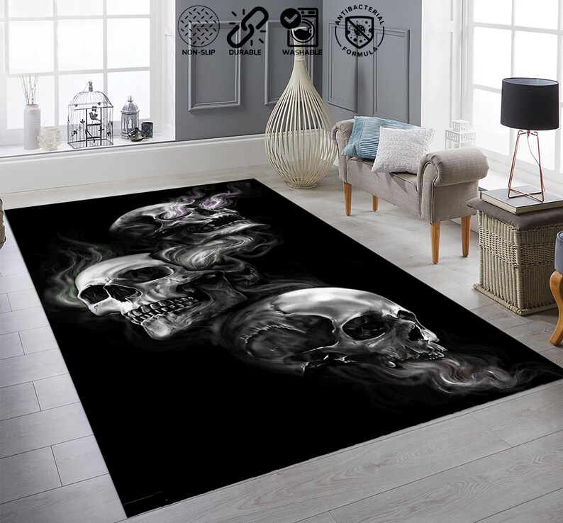 Skulls Design, Realistic Skull Carpet, Horror Skull Rug, Evil Skull Rug ...