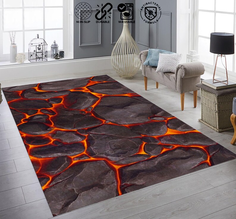 Hot Lava Rug, Floor is Hot Lava, Lava, Lava Pattern Rug, Volcano Rug ...