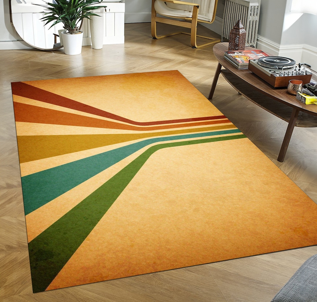 Retro Rug, Personalized Gift Rug, Bedroom Retro Rug, Retro Style Rug ...