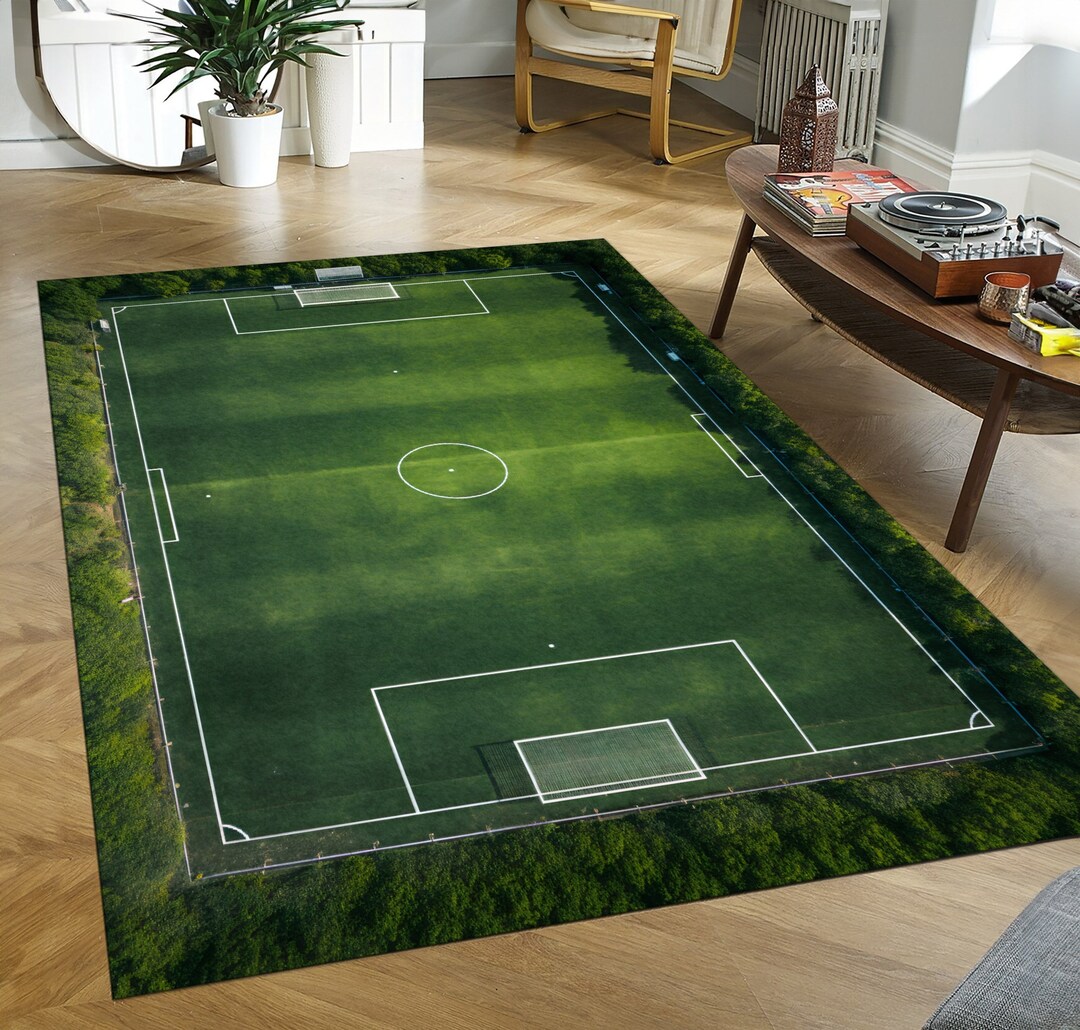 Football Rug, Soccer Field Rug, Football Pitch Rug, Washable Football ...