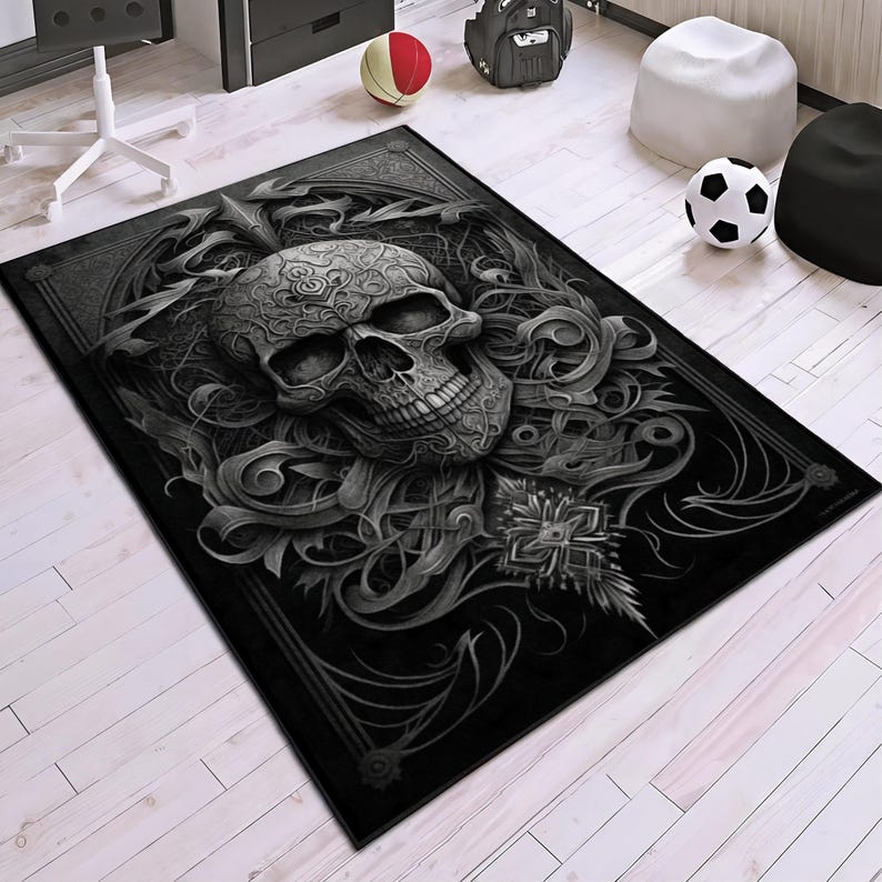 Skull Rug: Realistic Horror Design - Non-slip Floor Carpet - Etsy