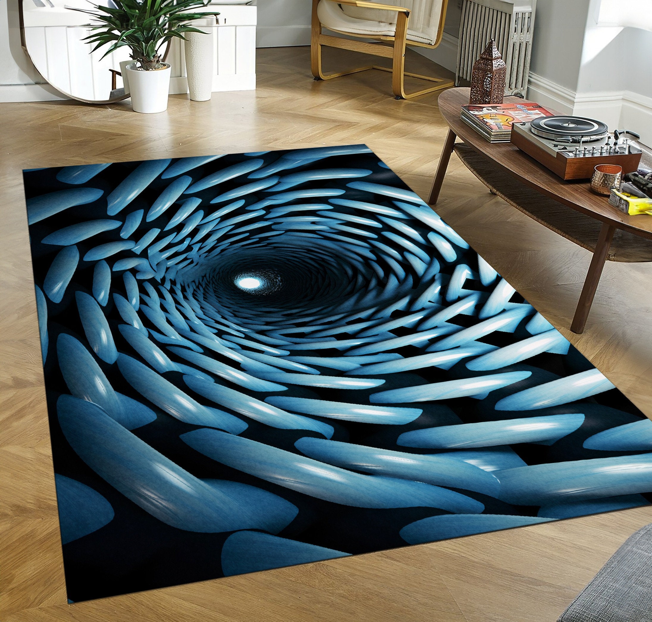3D Vortex Rug, Optical Illusion Printed Area Rug, Popular Rug, Illusion ...