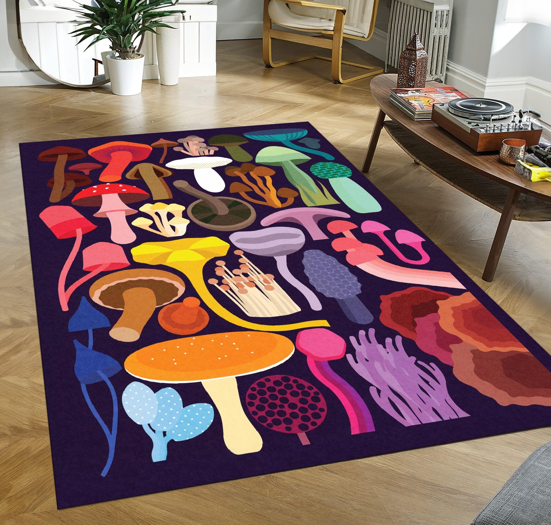 Mushroom Rug With Modern Pattern - Minimalist Style, Non-slip Base - Etsy