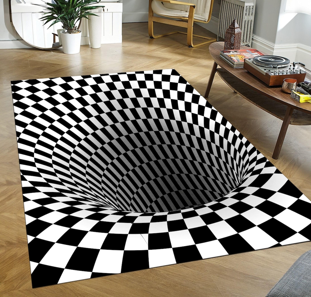 Optical Illusion Printed Area Rug, Deep Hole Rug, 3D Vortex Rug ...