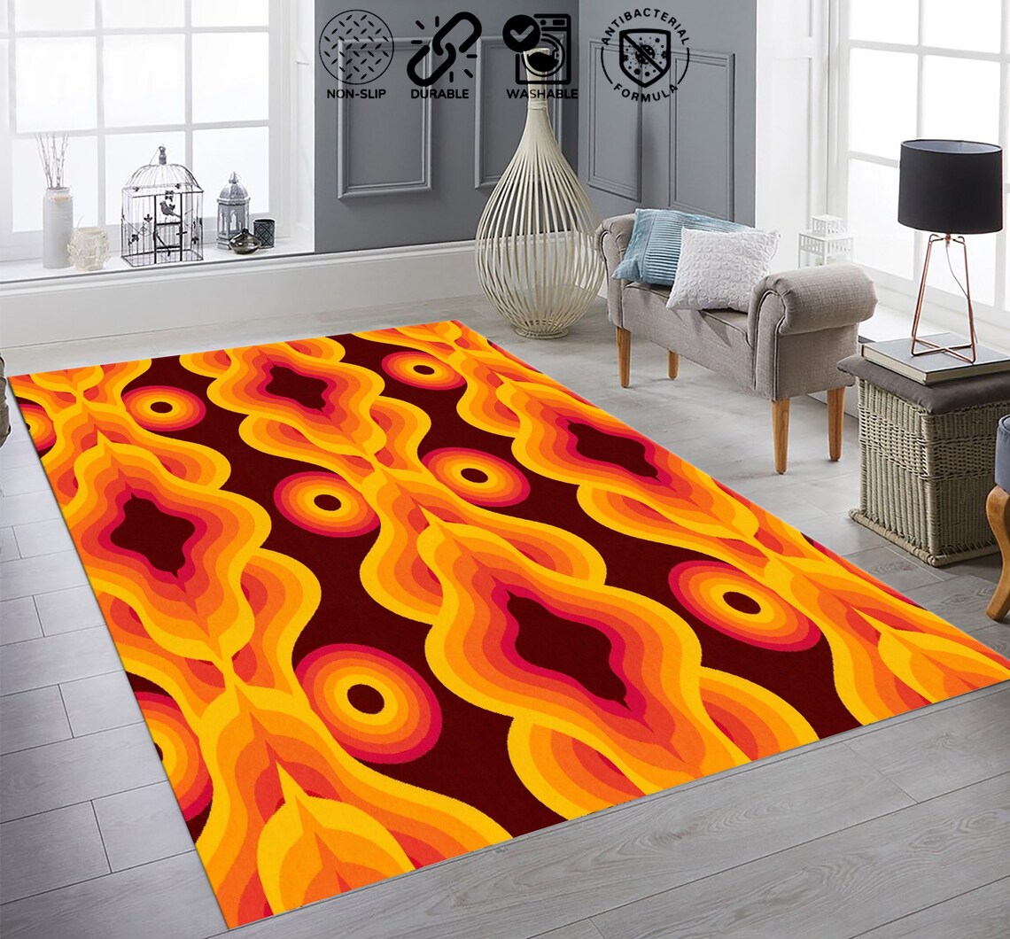 Retro Rug, Scandinavian Style Rug, Retro Area Rug, Living Room Rug ...