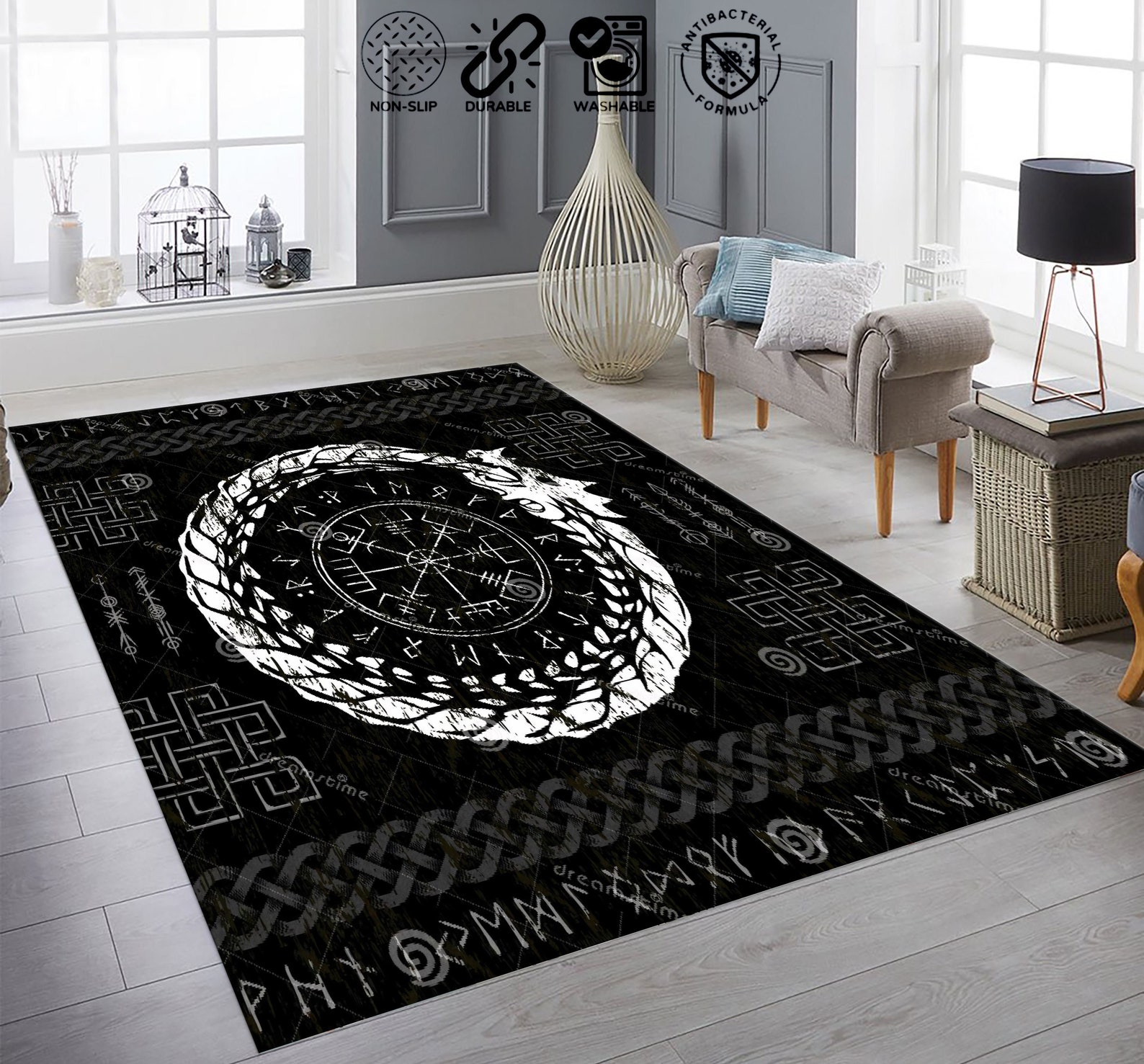 Scandinavian Decor Carpet, Norse Mythology Viking Decor Rug, Norse ...