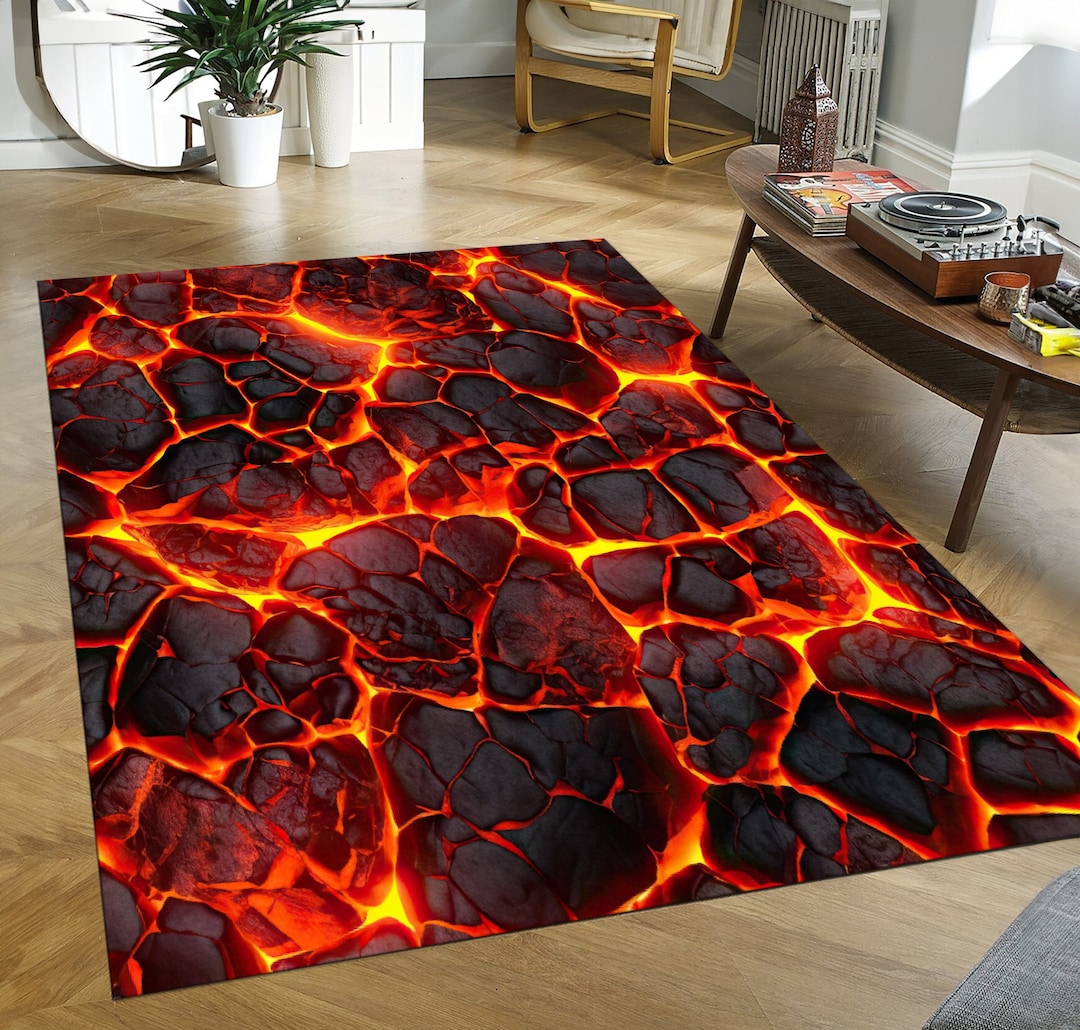 Hot Lava Rug, Lava Pattern Rug, Volcano Rug, Volcano Floor Rug, Lava ...