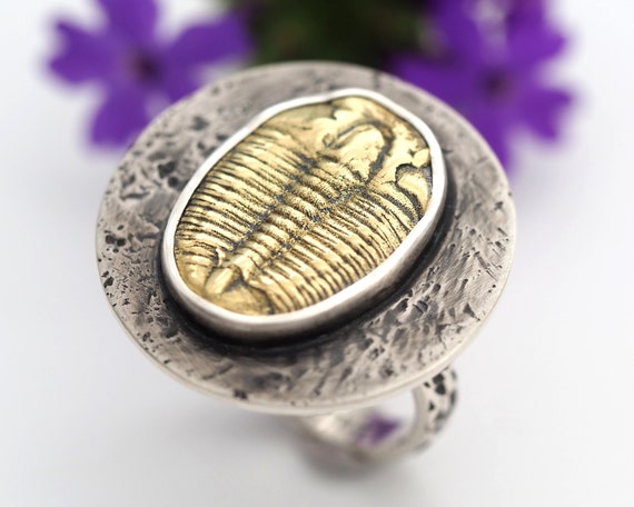 Size 7.5 Sterling Silver Brass Trilobite Ring Trilobite | Etsy