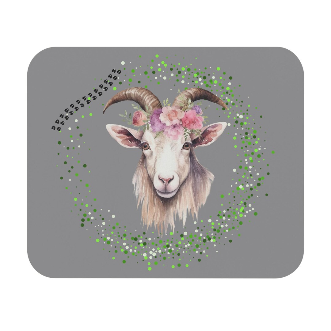 Goat Wildflower Crown Mouse Pad, Farmhouse Rustic Rectangle Desk Mat ...