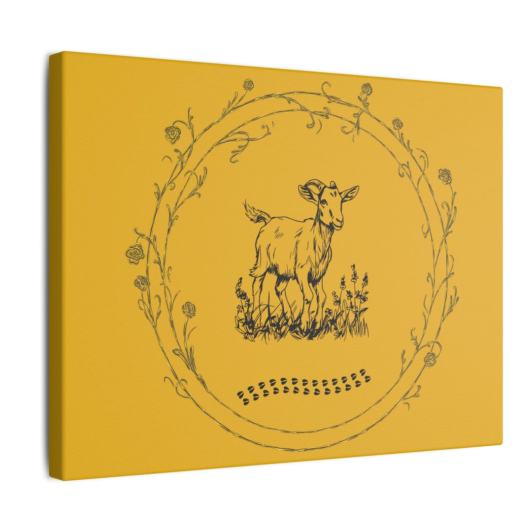 Rustic Goat Wall Art With Floral Border, Farmhouse Home Decor, Animal ...