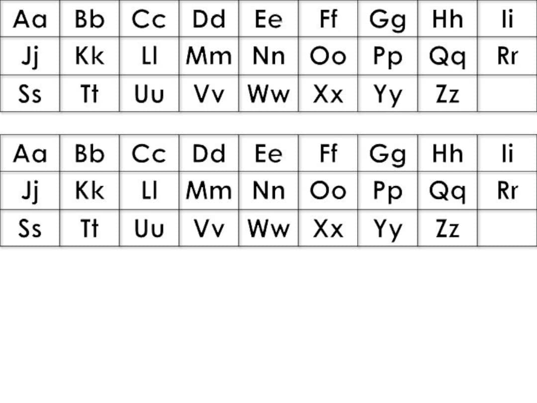 ABC Lowercase & Uppercase Chart - Etsy
