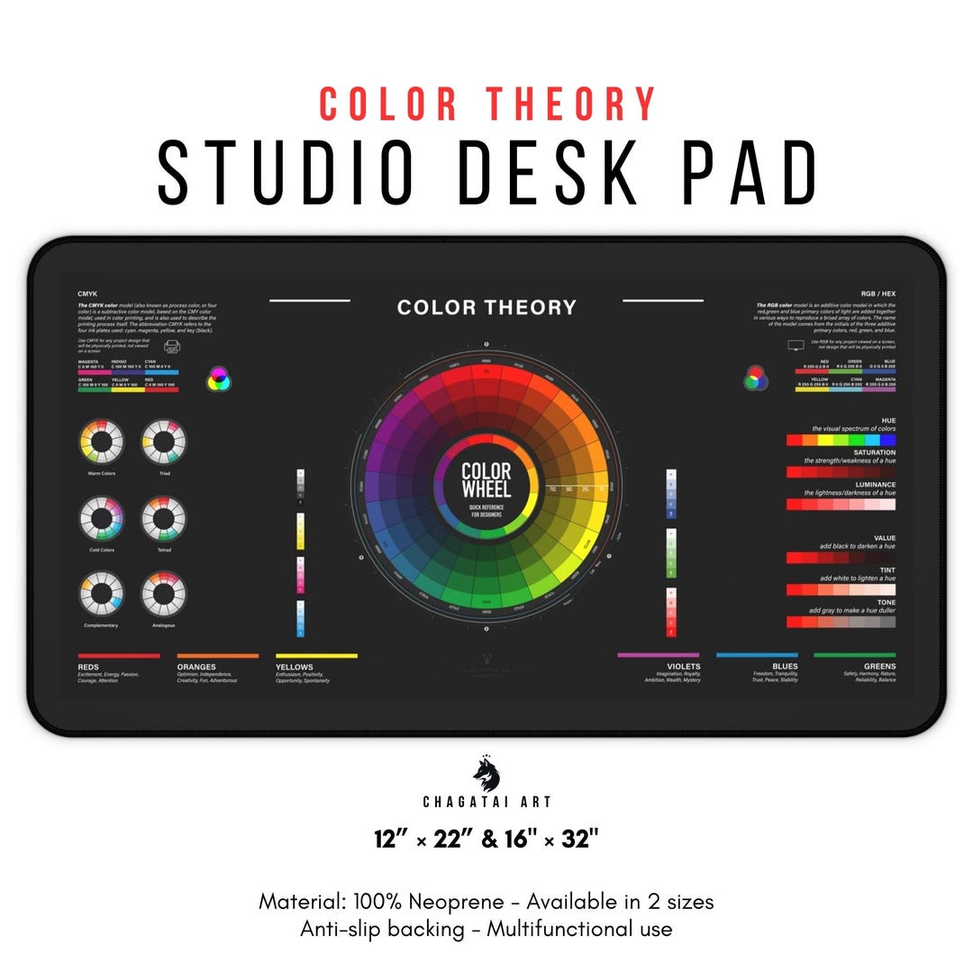 Color Theory Mouse Pads - Color Wheel Desk Mat Colorists Desk Pad ...