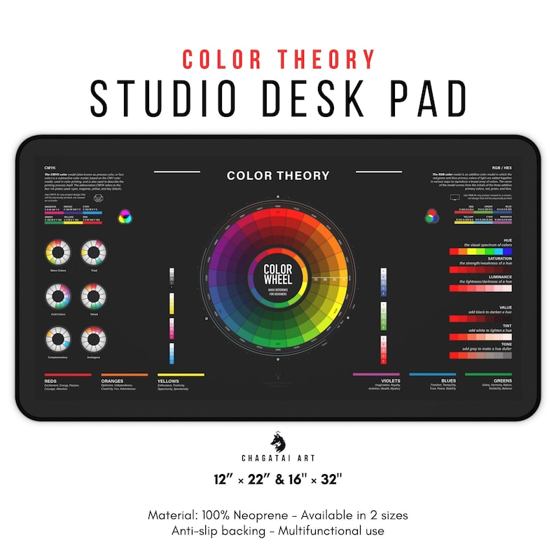 Color Theory Mouse Pads - Color Wheel Desk Mat Colorists Desk Pad ...