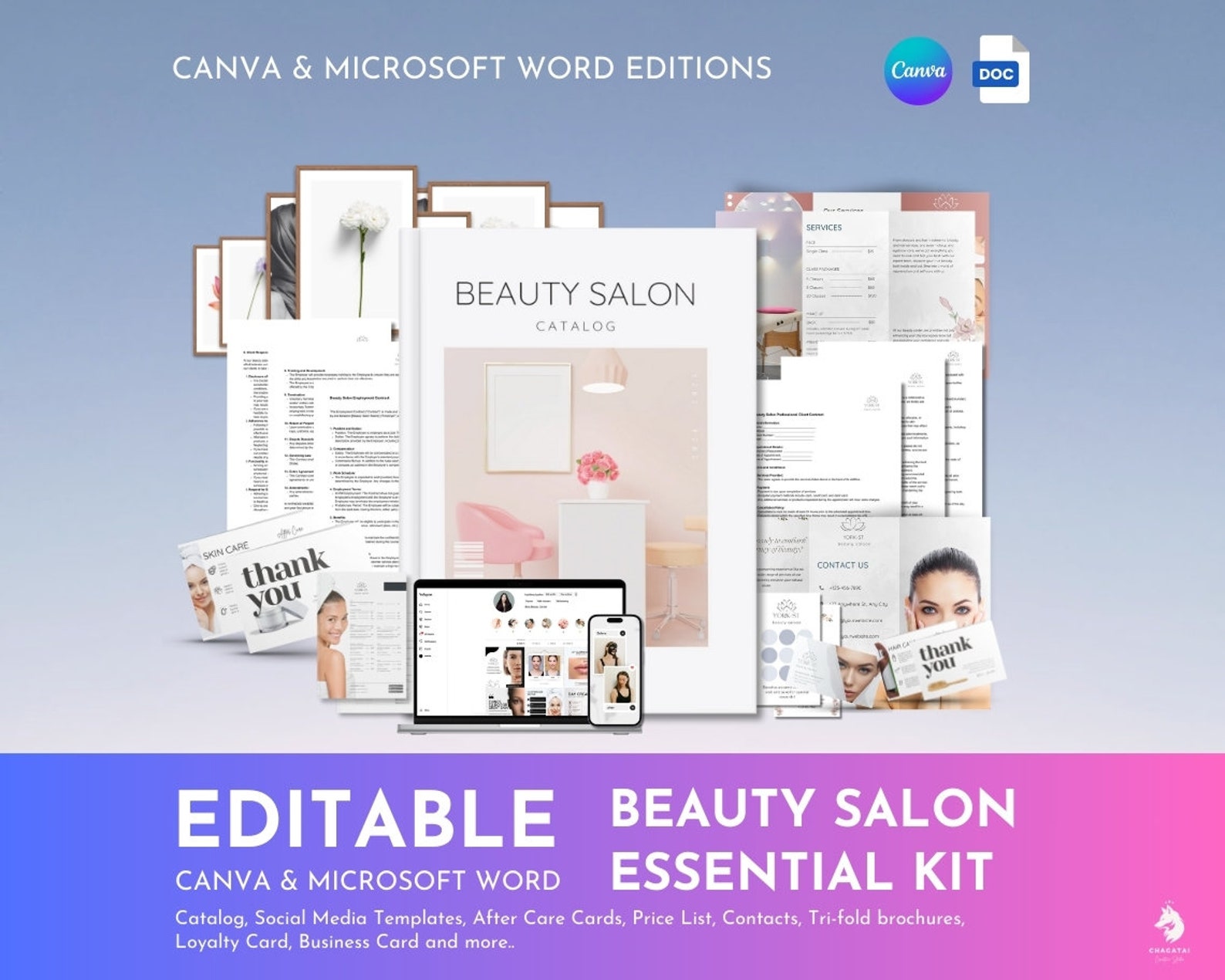 Editable Beauty Salon Essential Kit Beauty Services Esthetician Salon ...