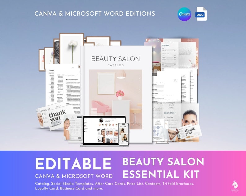 Editable Beauty Salon Essential Kit Beauty Services Esthetician Salon ...