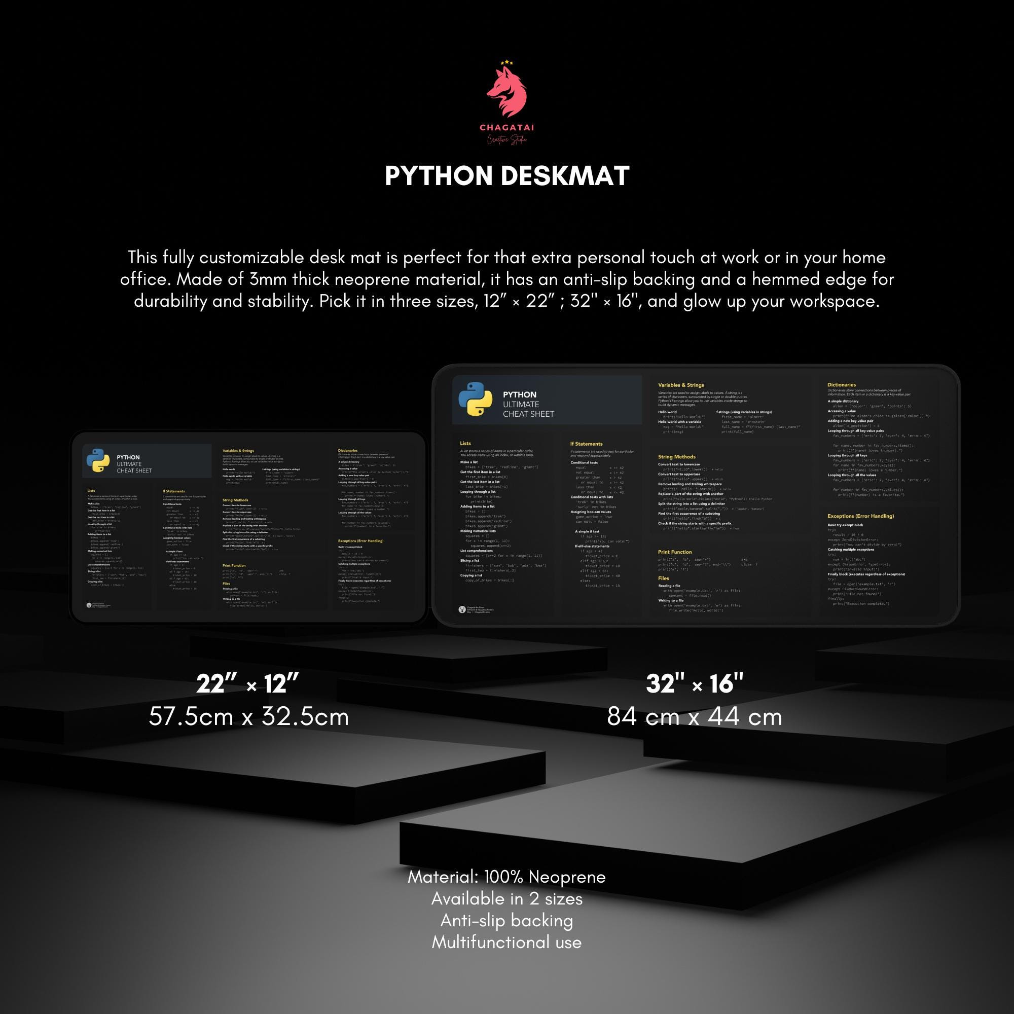 Python Cheat Sheet Desk Mat: Programmer Workstation Accessory - Etsy
