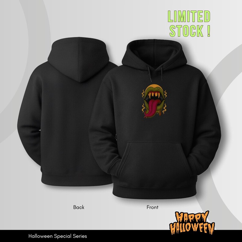 Monster Hoodie With Creepy Halloween Creature Mouth Design, Spooky ...