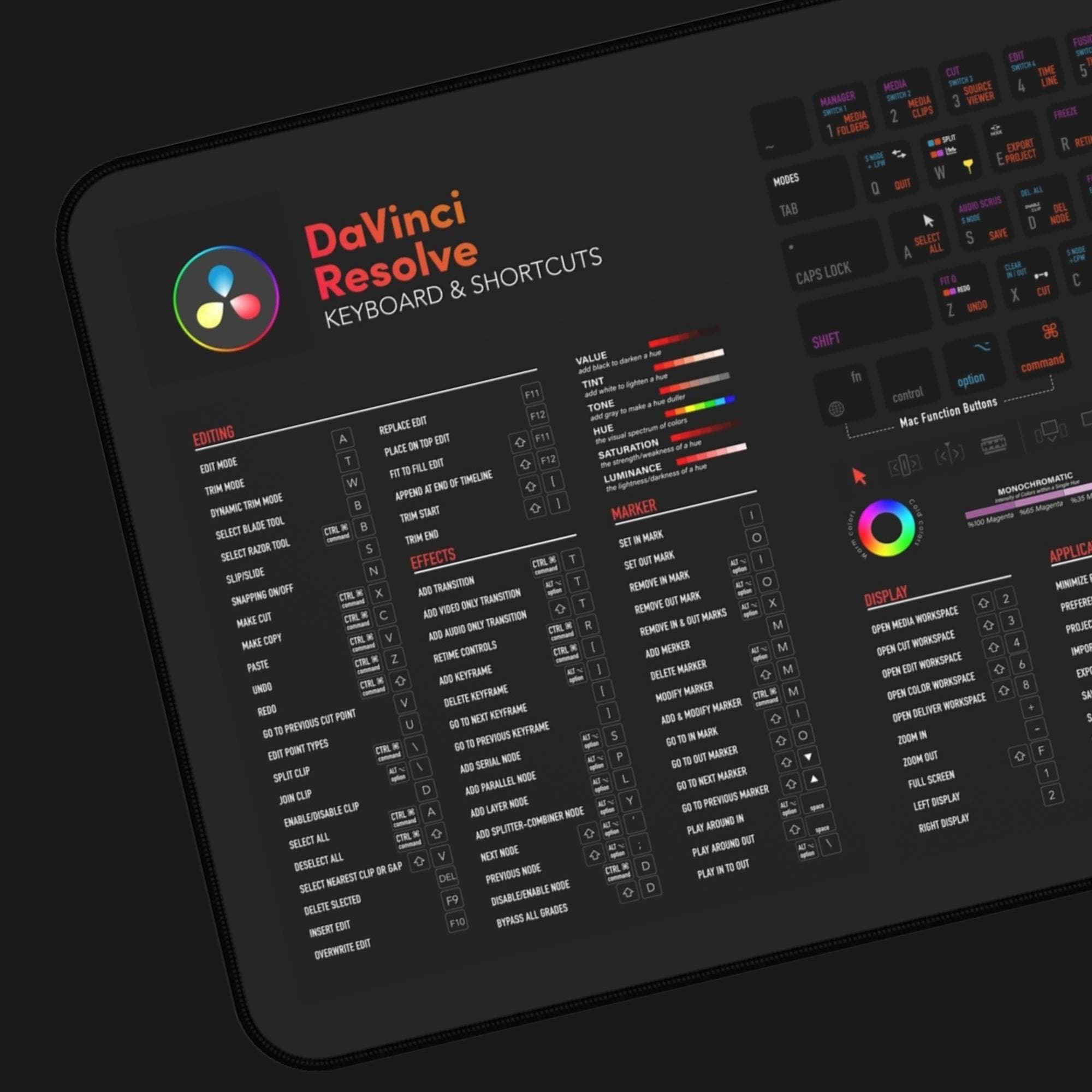 Davinci Resolve Desk Mat Color Grading Mat Post-production Desk Mat ...