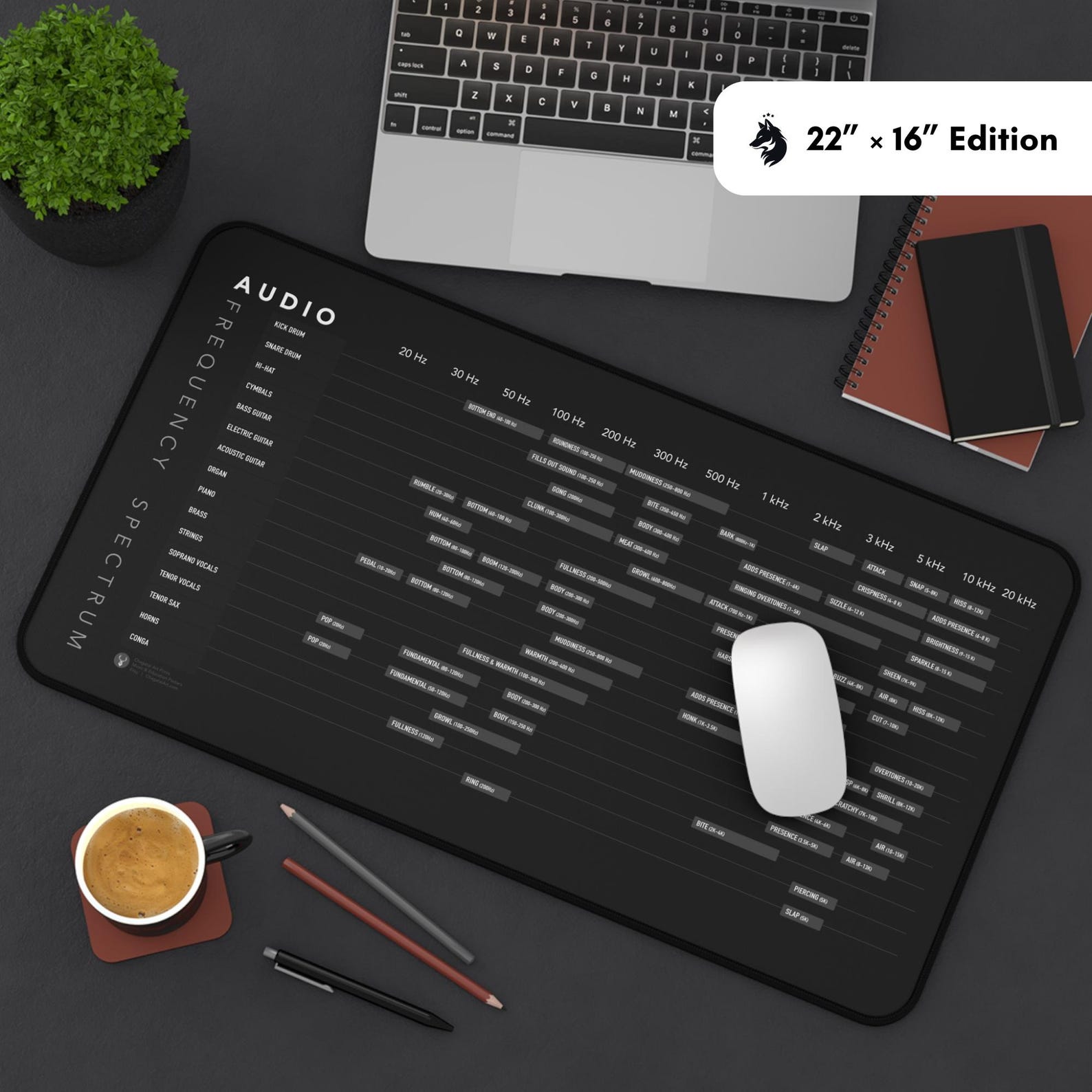 Audio Frequency Spectrum Desk Pad Large Sound Engineer Mouse Mat Studio ...