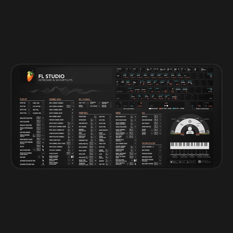 FL Studio Shortcuts Desk Mat - FL Studio Mouse Pad for Studios Audio ...
