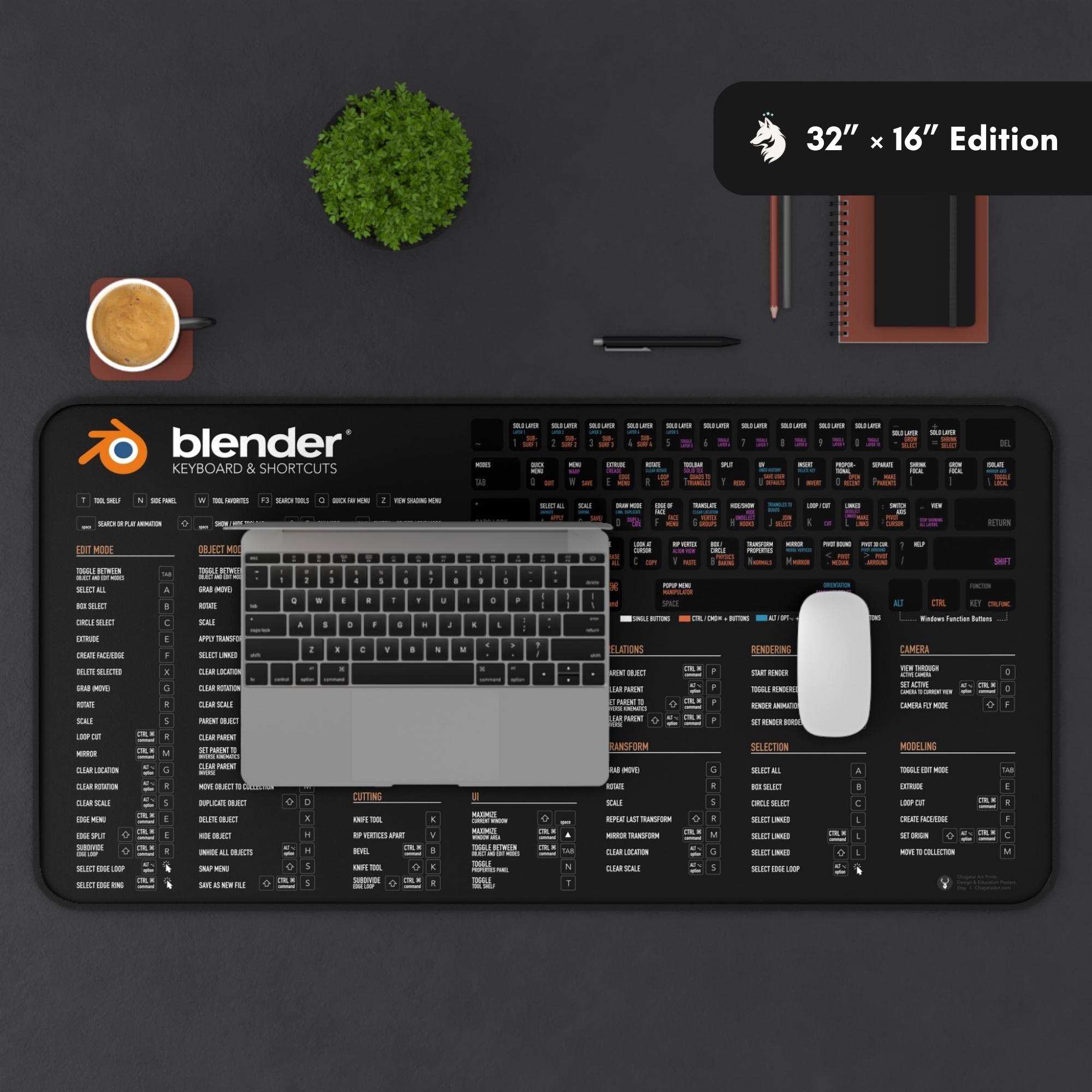 Blender 3D Desk Mat - Blender 3D Shortcuts Hotkeys Deskpad Mouse Pad ...
