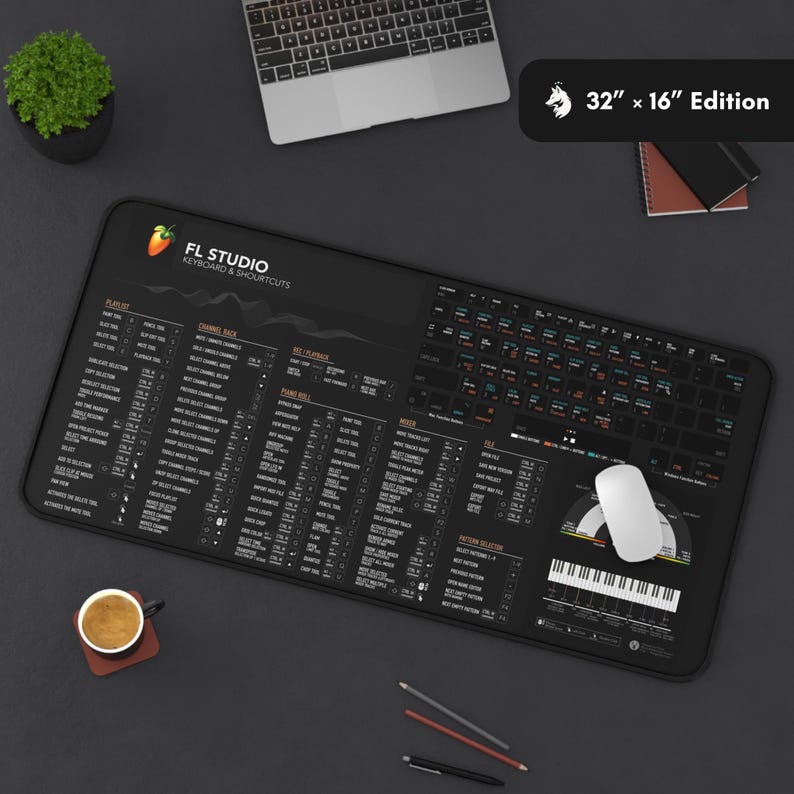 FL Studio Shortcuts Desk Mat - FL Studio Mouse Pad for Studios Audio ...