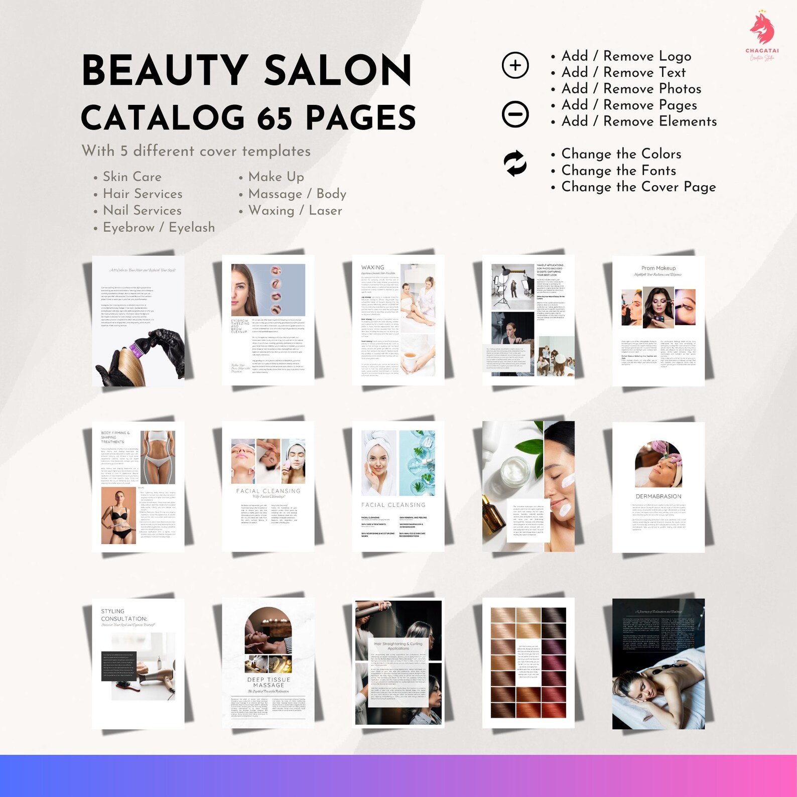 Editable Beauty Salon Essential Kit Beauty Services Esthetician Salon ...