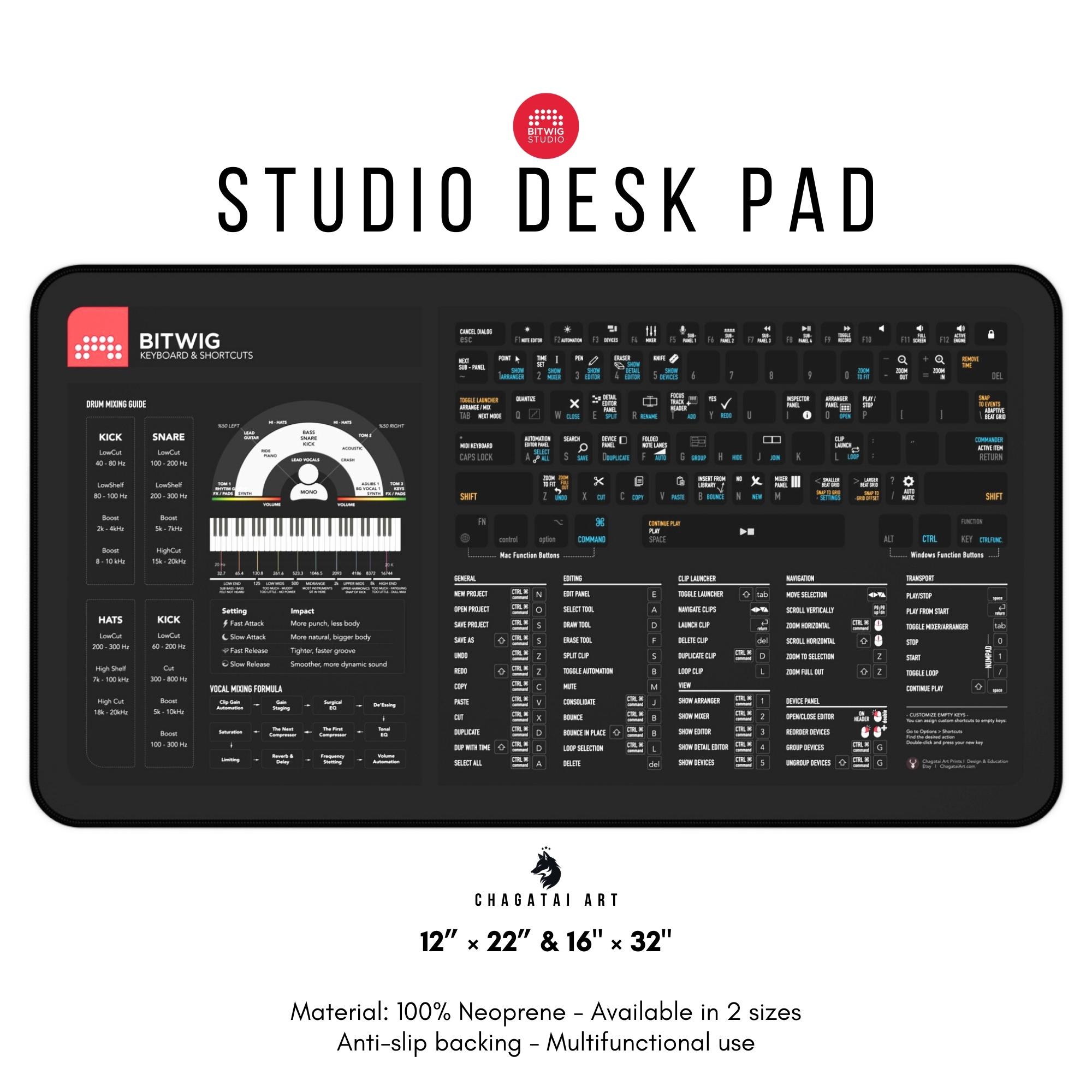 Bitwig Studio Deskmat, Bitwig Shortcuts Mat, Bitwig Studio Pad, Music ...