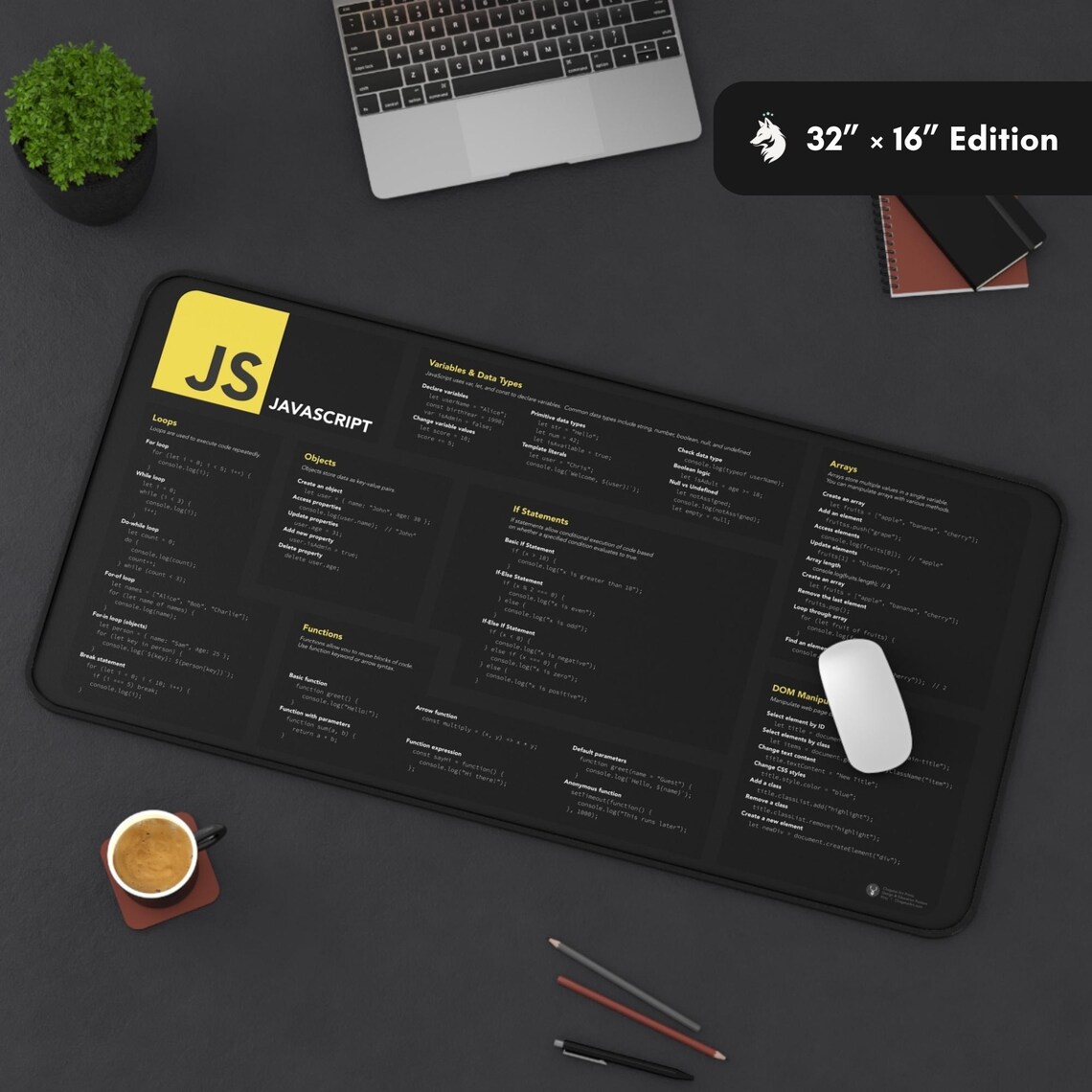Javascript Cheat Sheet Desk Mat: Coding Developer Gift - Etsy