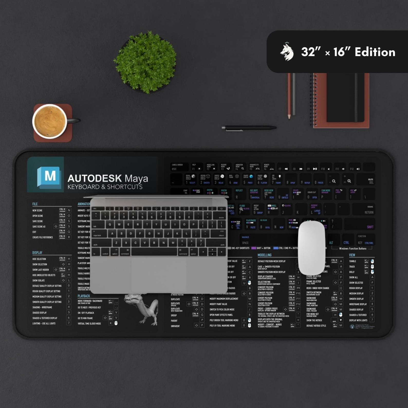 Autodesk Maya Shortcuts Desk Pad 3D Artist Deskmat Animator Workflow ...