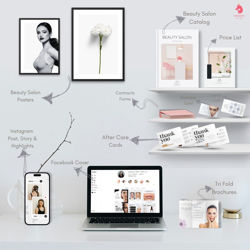 Editable Beauty Salon Essential Kit Beauty Services Esthetician Salon ...