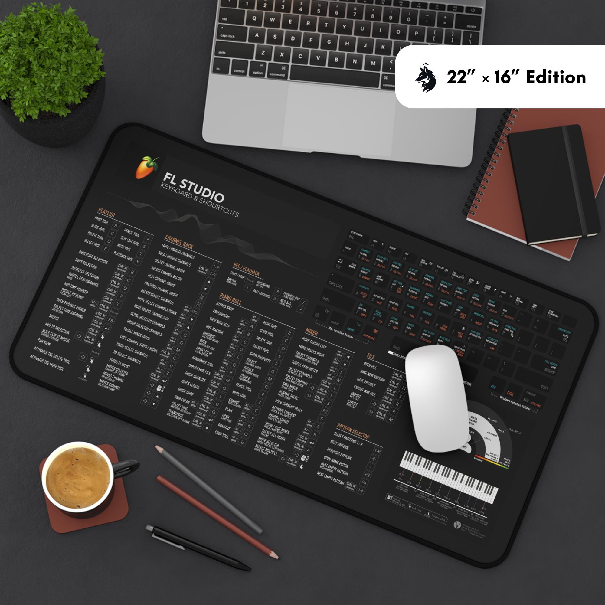 FL Studio Shortcuts Desk Mat - FL Studio Mouse Pad for Studios Audio ...