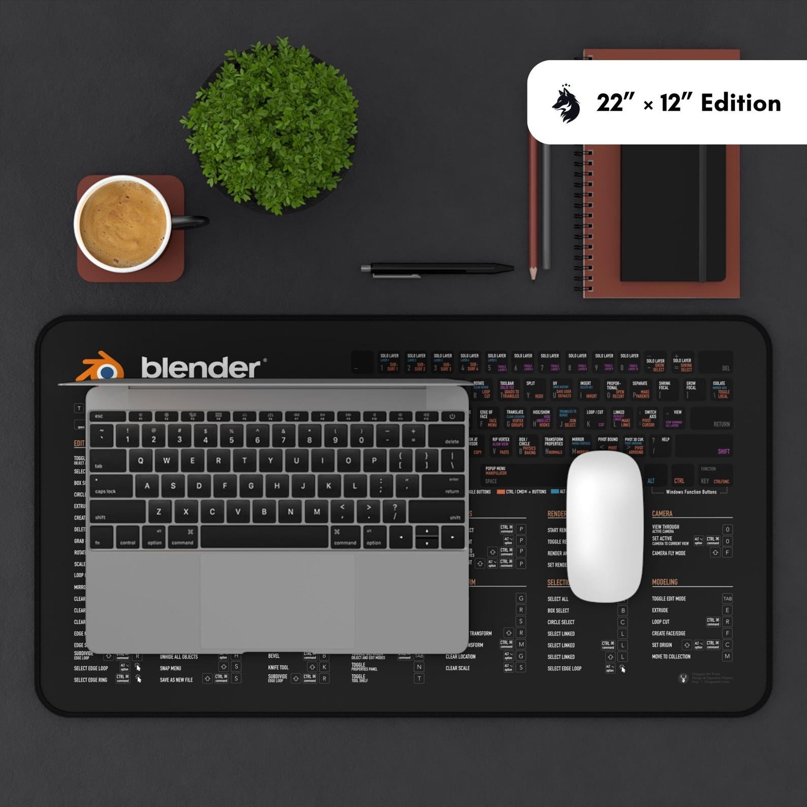 Blender 3D Desk Mat - Blender 3D Shortcuts Hotkeys Deskpad Mouse Pad ...