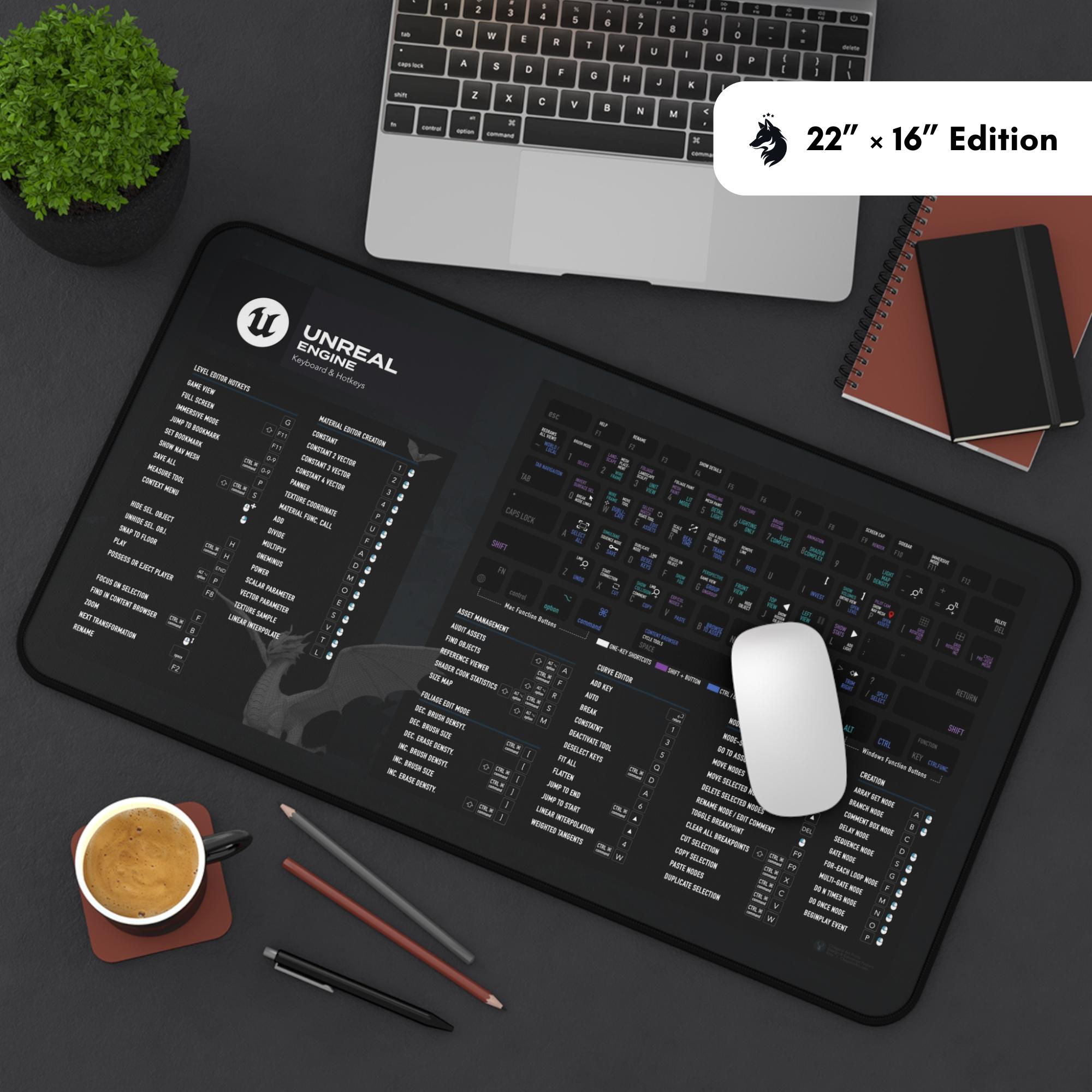 Unreal Engine Shortcuts Deskmat Decor, UE Gamer Unreal Engine Hotkeys ...