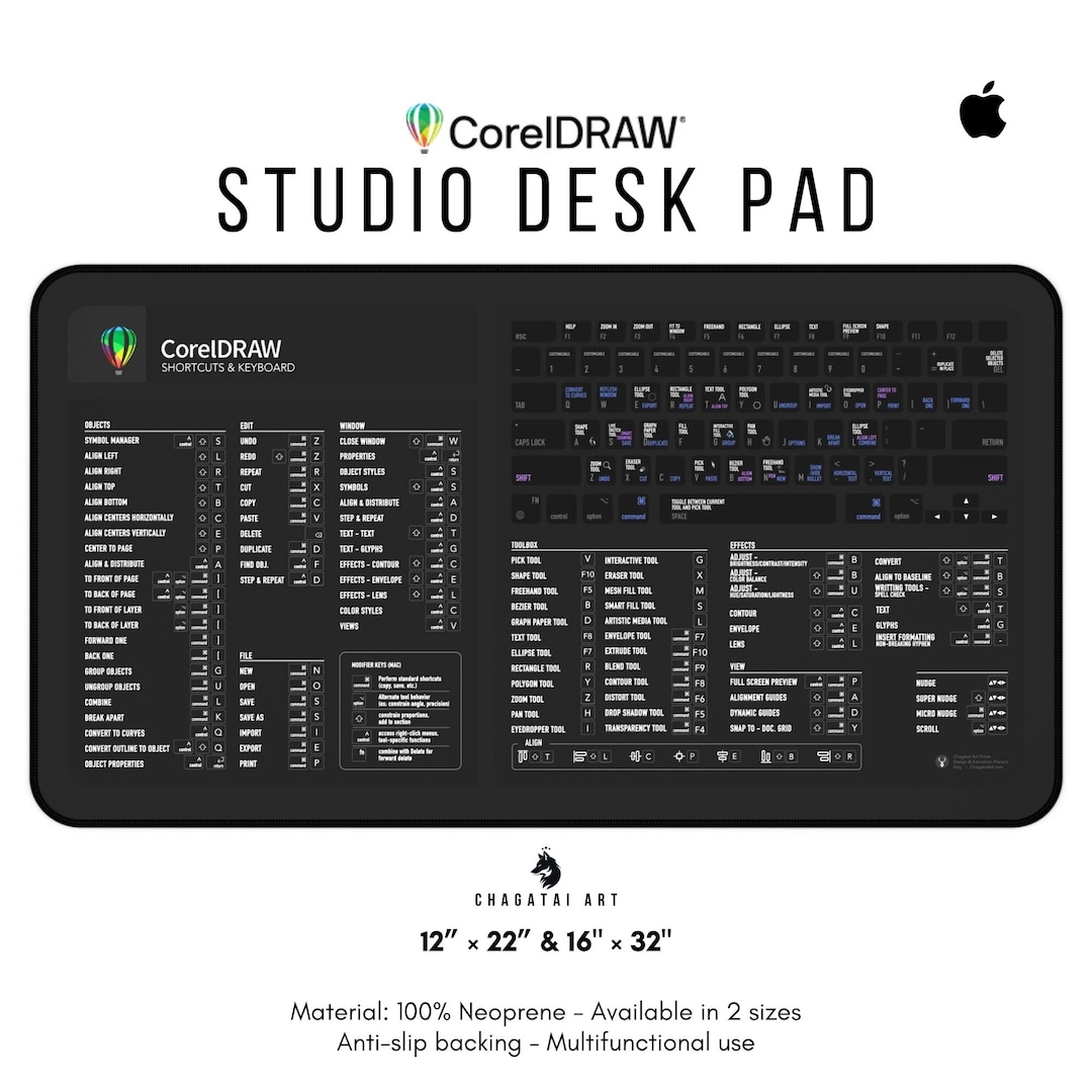 Coreldraw Keyboard Shortcut Desk Mat (MAC Edition) - Etsy