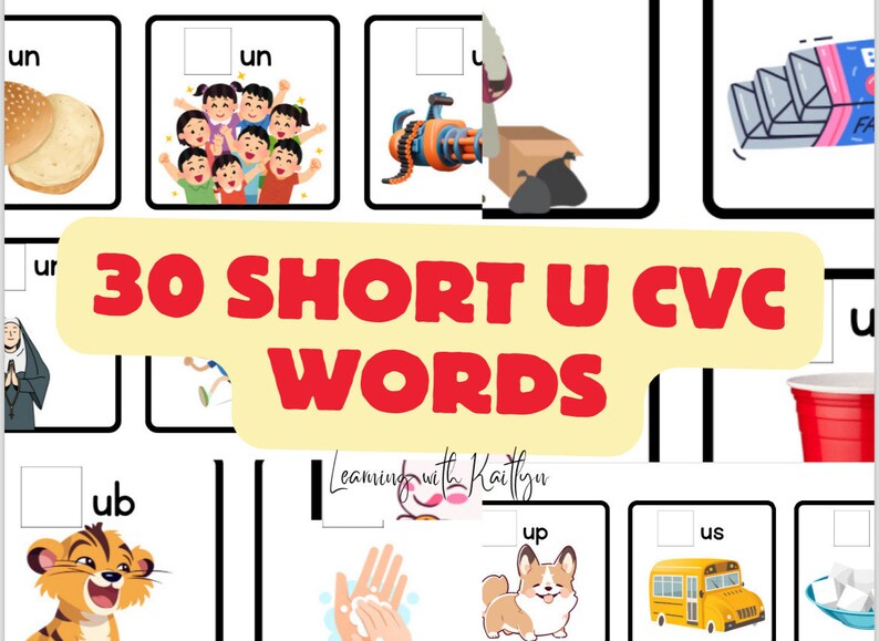 30 Short U CVC Activity Words - Etsy