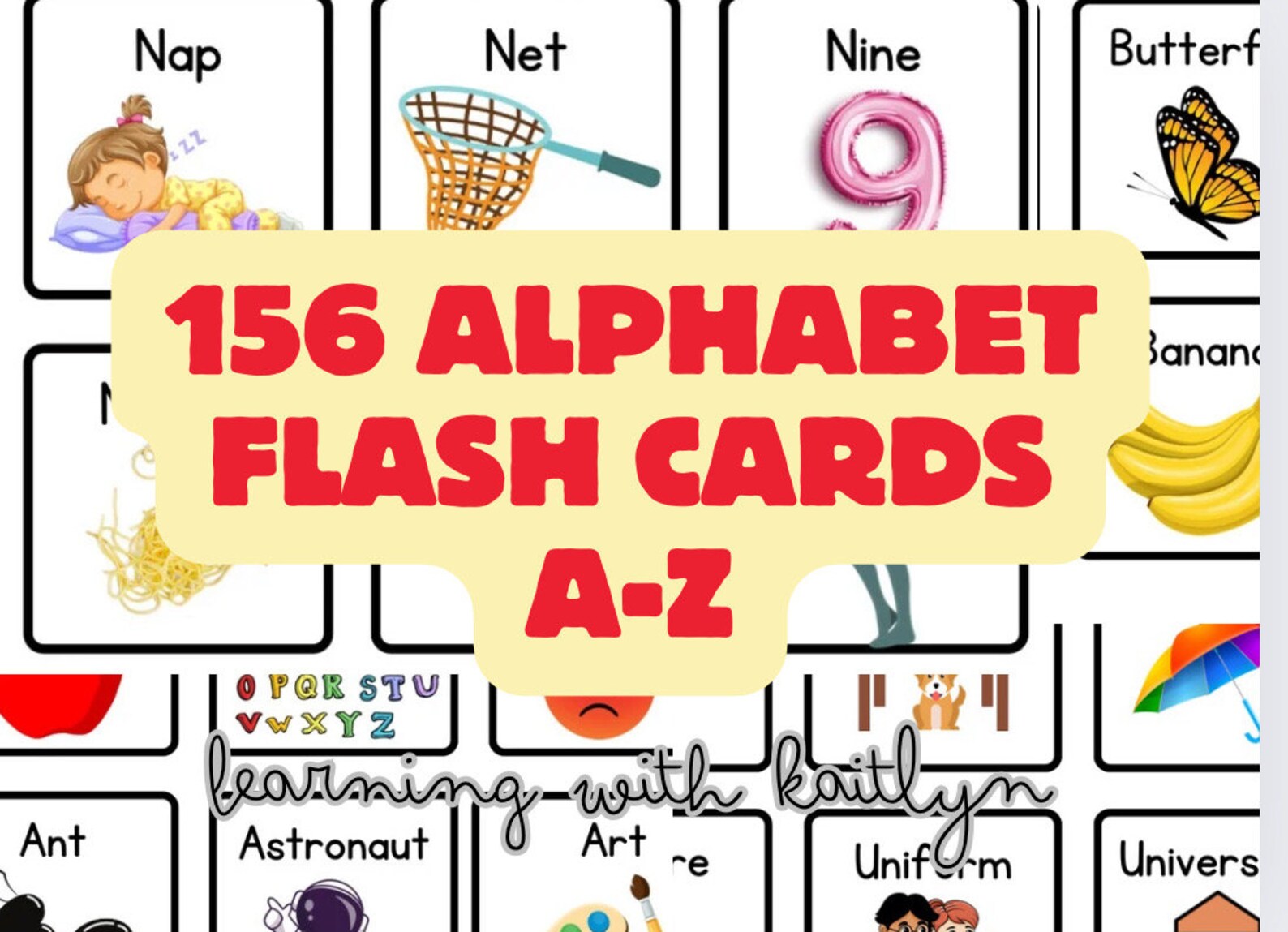 156 Printable Alphabet Flash Cards With CVC Words - Etsy