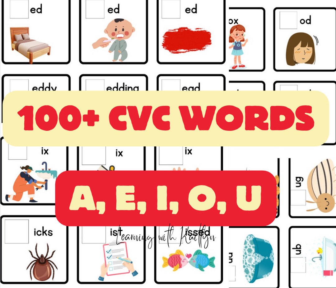 100+ CVC Words for Preschool and Kindergarten Reading & Writing Skills ...