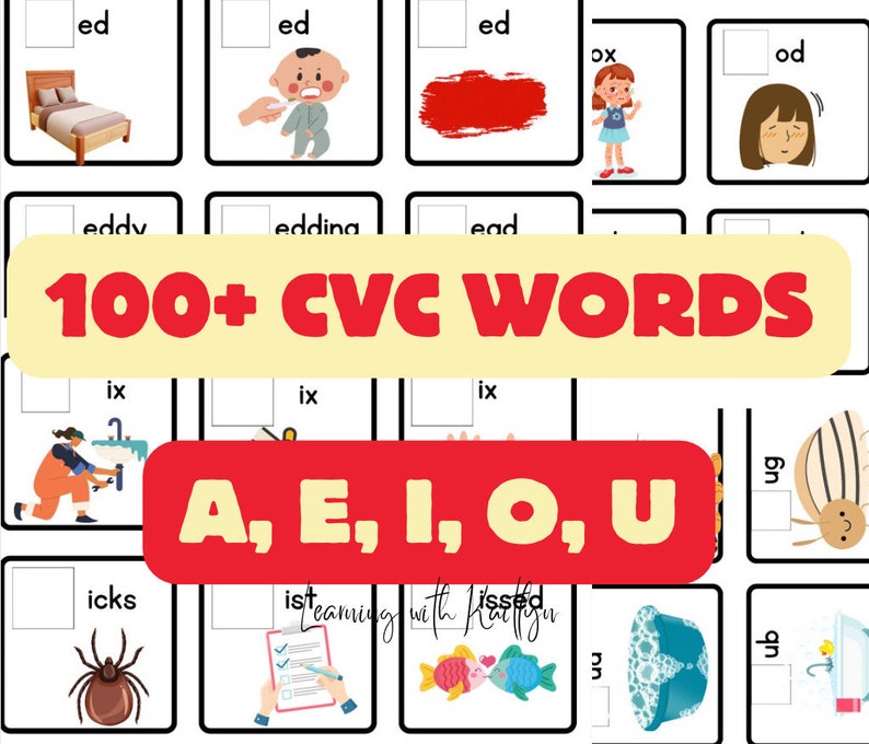 100+ CVC Words for Preschool and Kindergarten Reading & Writing Skills ...