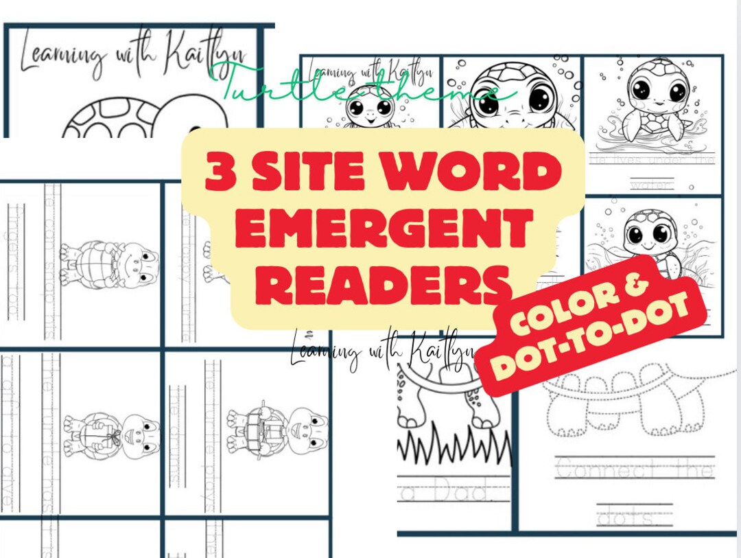 3 Turtle Themed Site Word Emergent Readers for Preschool and Up - Etsy