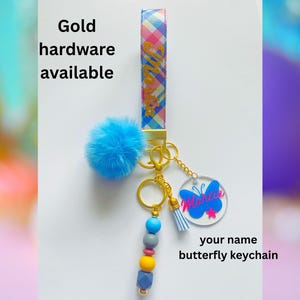 Faux Leather Personalize Name Beautiful Wristlet Keychain, Custom Name ...