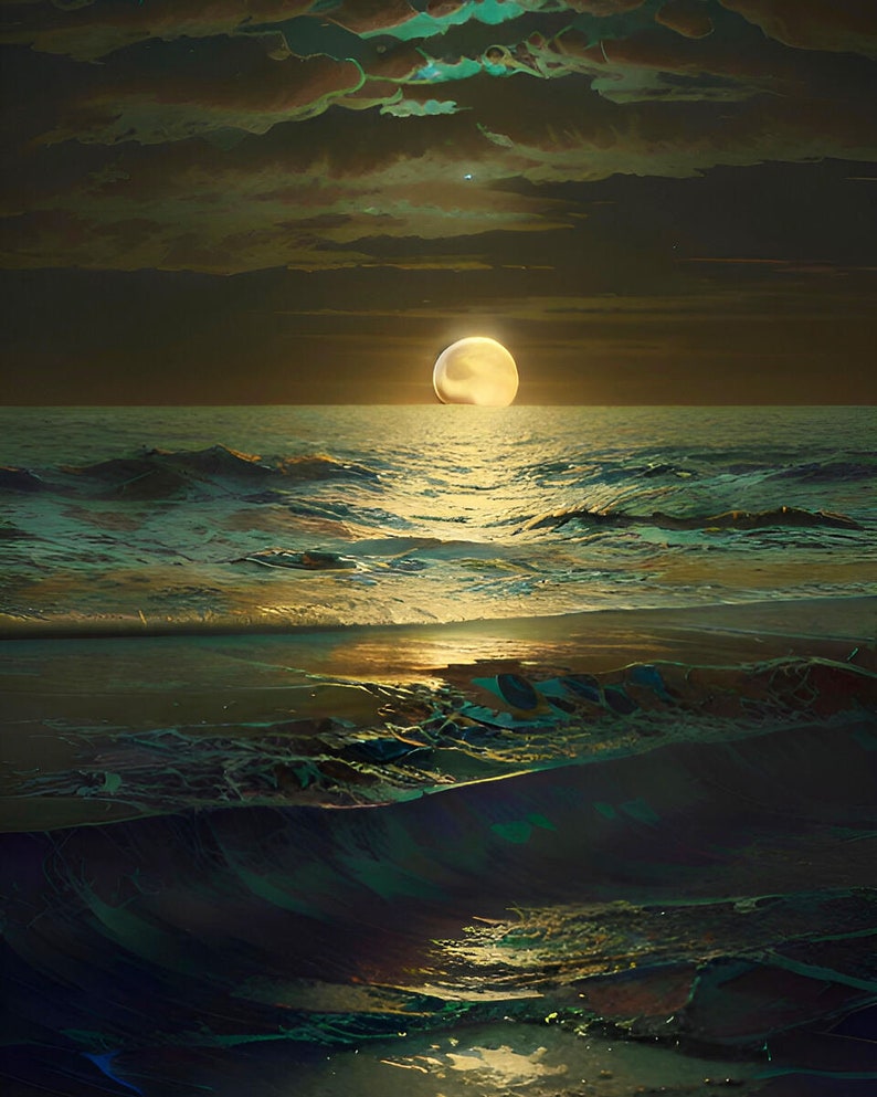 Moonrise Over the Tides - Etsy