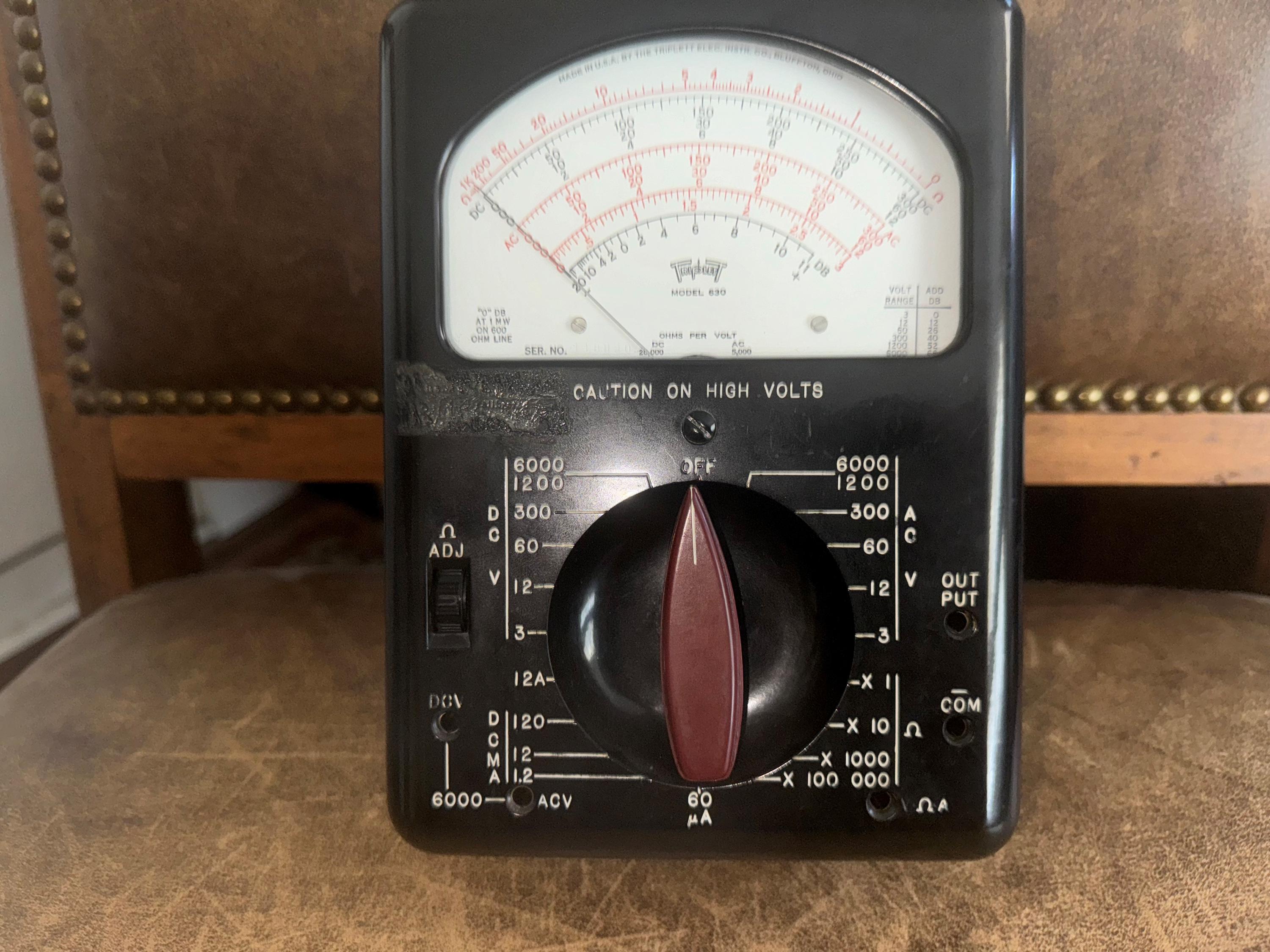 Vintage Antique Triplett Multimeter Meter 630 Ohms Dc Ac Volt NOT Swr ...