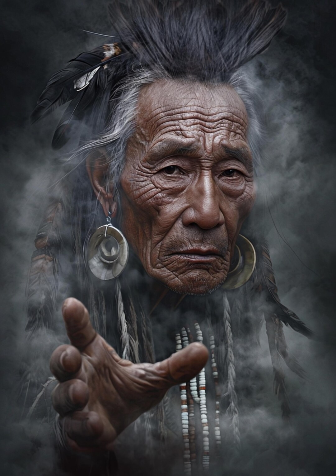 Guardian of the Past,crow Chief, Art Print, Photorealistic Portrait ...