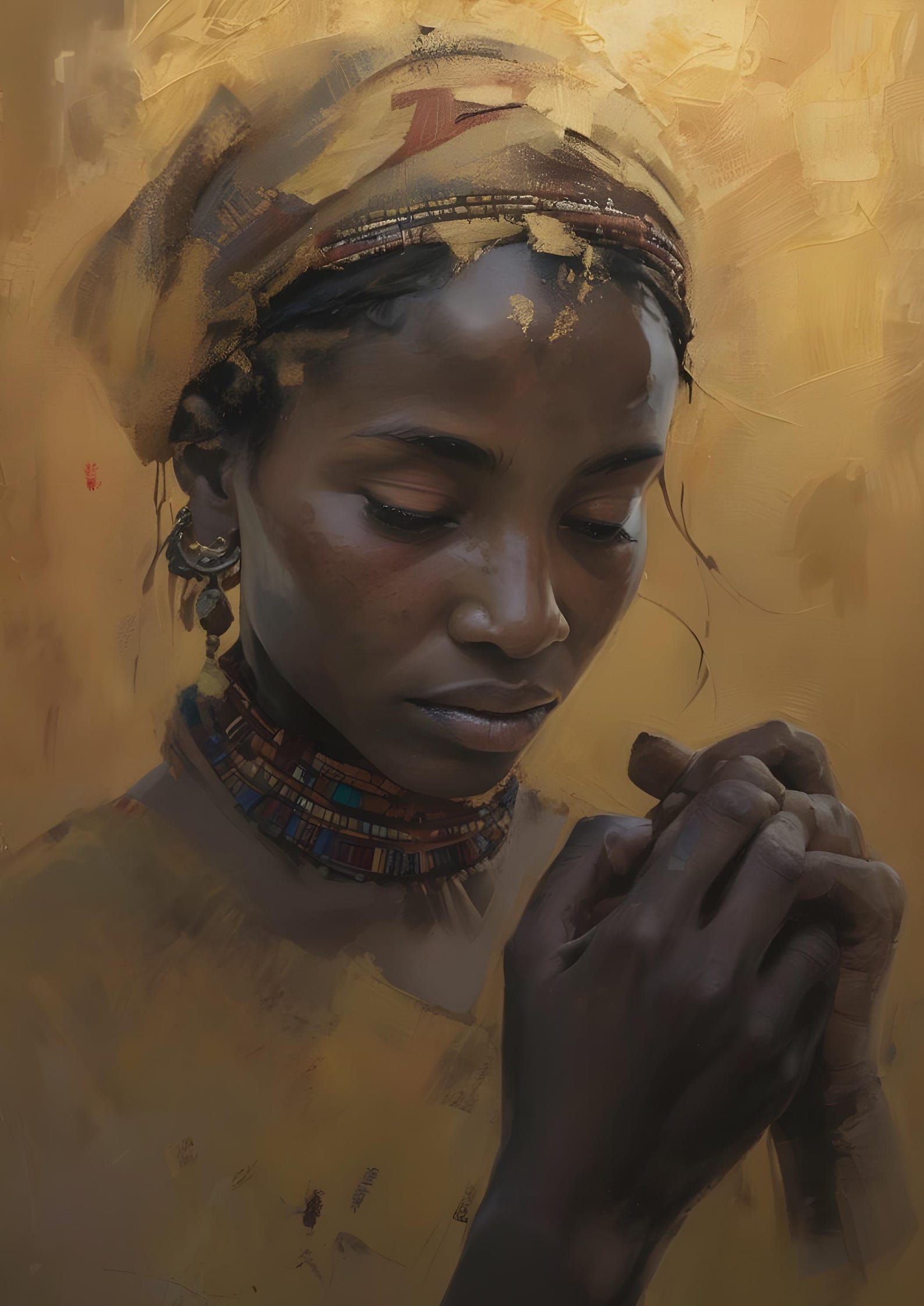 Black Woman Portrait Art Print: Soulful Madonna Reflection (digital ...