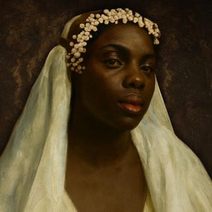 Classical Portrait of a Young Woman in Elegant Attire - Fine Art Print ...